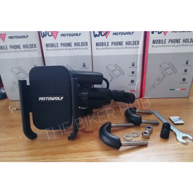 motowolf V3 with Charger CP Holder clamp/mirror mount | Shopee Philippines