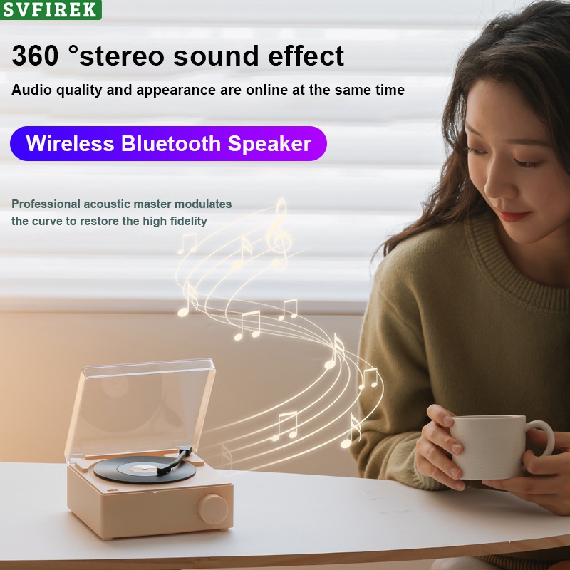 Wireless Bluetooth Speaker Alarm Clock Retro Vinyl Record Player ...