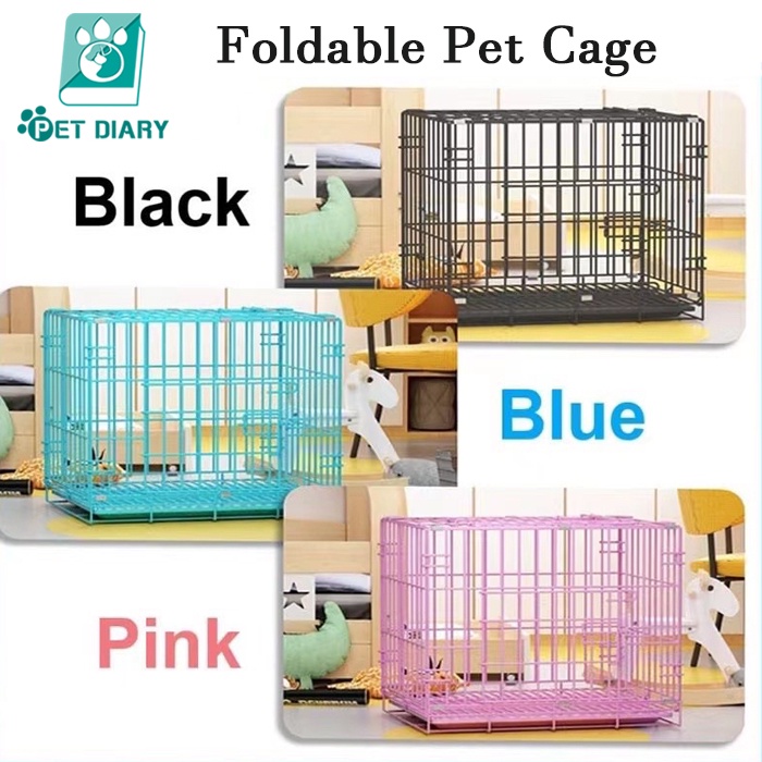 Foldable Pet Cage Dog Cage with Poop Tray Heavy Duty Pet Collapsible ...