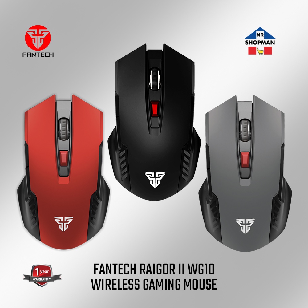 Fantech Raigor II WG10 Wireless Gaming Mouse Gray White Red | Shopee ...
