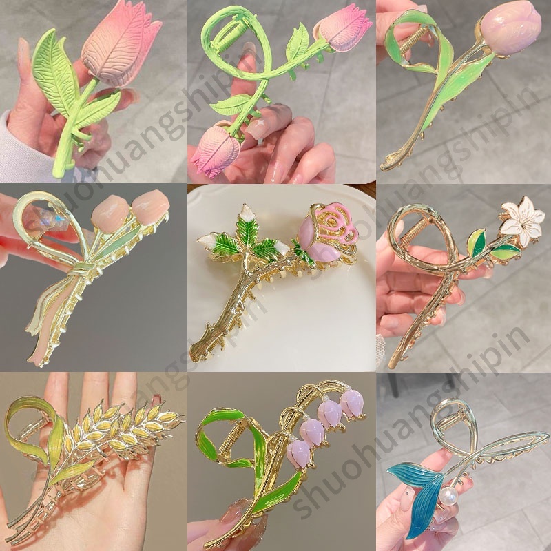Japan Korea New Style Sweet Cute Tulip Flower Temperament Elegant Metal ...
