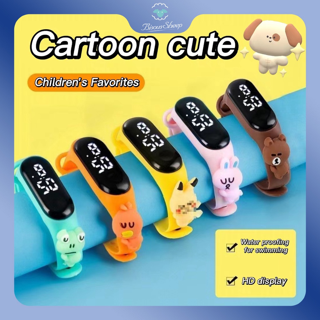 Cute cartoon Pikachu Children's Watch Waterproof LED Sports Digital ...