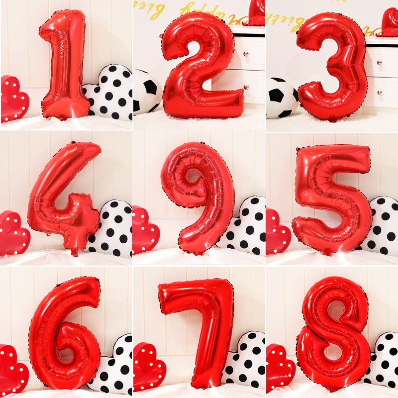 32 Inch Number Red Foil Balloon Birthday Party Balloon Red Wedding ...