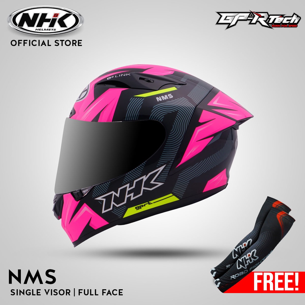 NHK Helmet GP-R Tech NMS Full Face Single Visor with Free Smoke Visor AND NHK ARMSLEEVE | Shopee ...