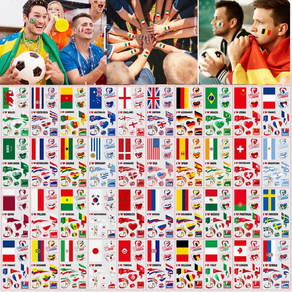 1 pc Countries National Flag Sticker Toys for Children Soccer Football ...