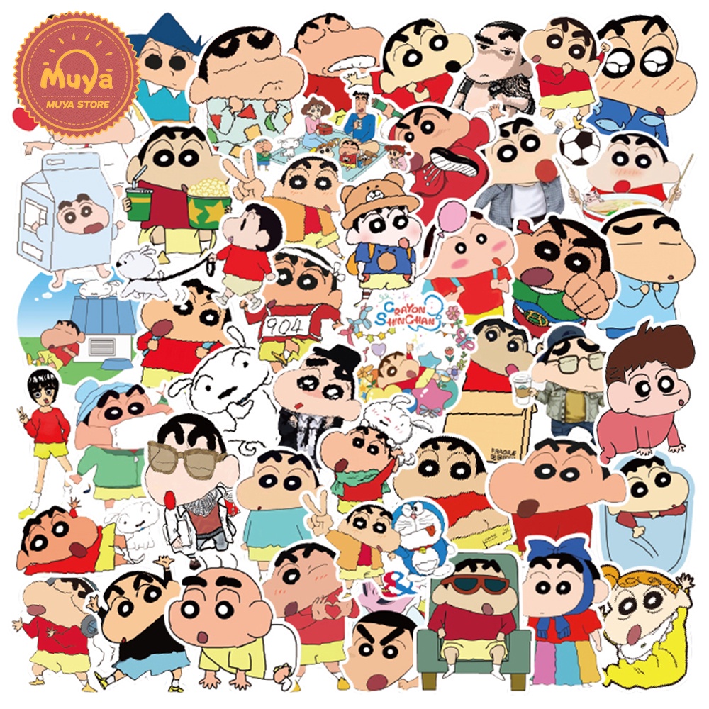MUYA 50pcs Crayon Shin Chan Stickers for Kids Japanese Cartoon Stickers ...