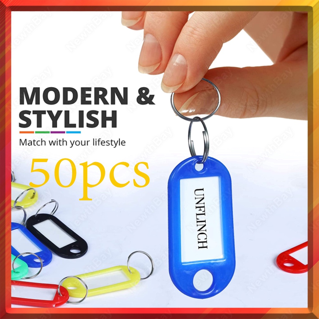 50 Pack Plastic Key Tags with Container, Key Labels with Ring and Label ...