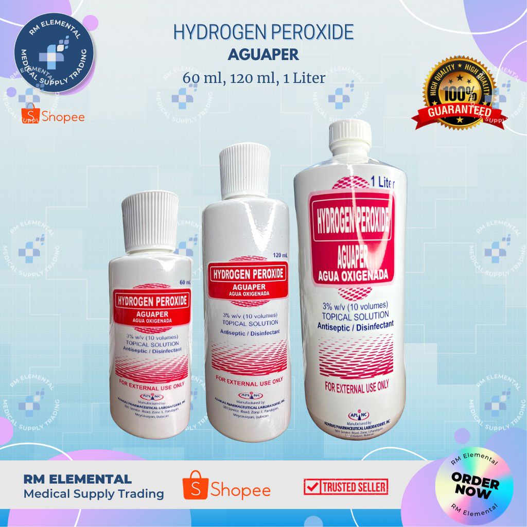Aguaper Hydrogen Peroxide( AGUAPER ) Agua Oxigenada 60ml, 120ml, 500ml ...