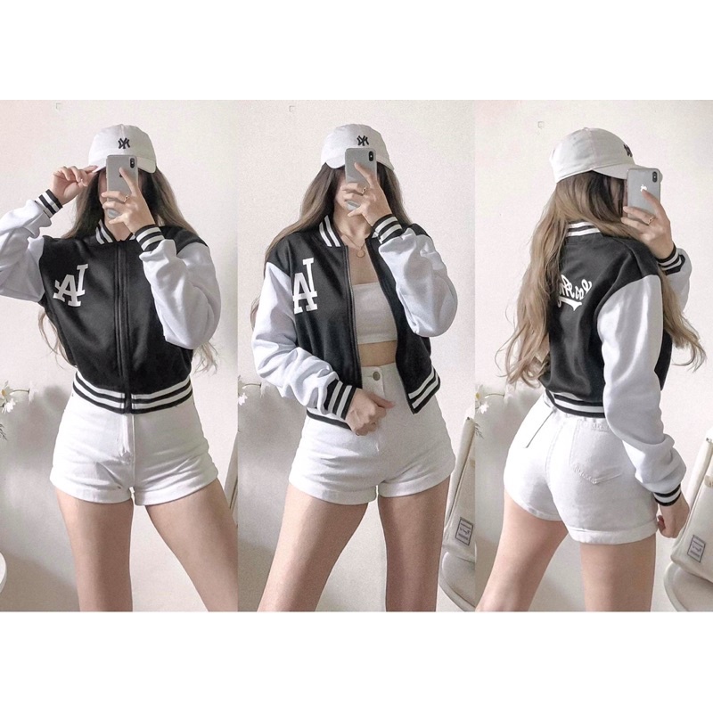 Vintage Bomber Crop Varsity Jacket | Shopee Philippines