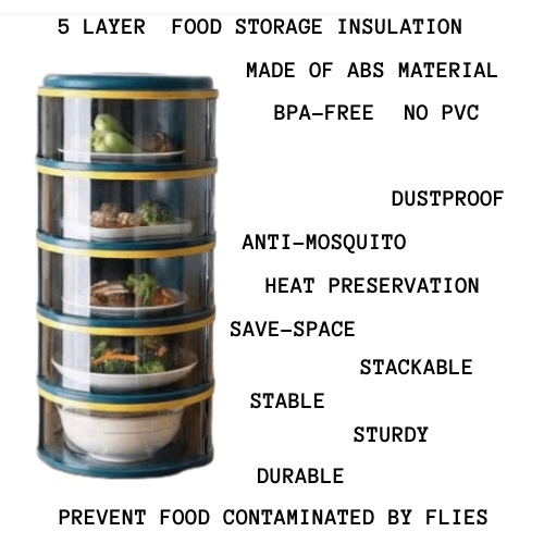 5Layer Household Multi-layer Food Storage Box Anti-flies Insulation ...