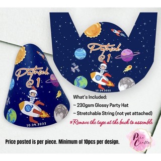 Personalized OUTER SPACE/ PLANETS/ ASTRONAUT themed PARTY HATS (1 piece ...