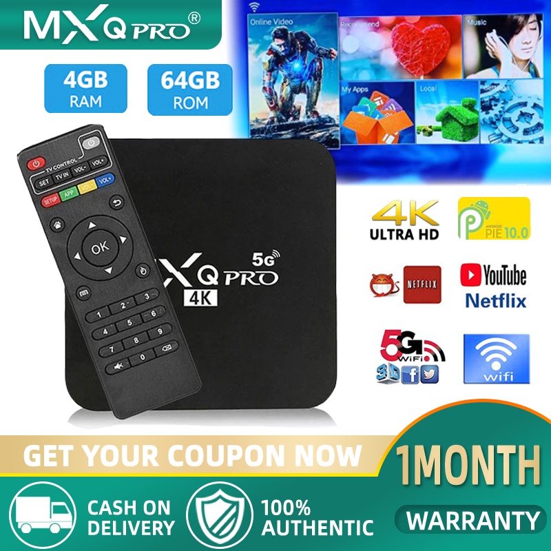 mxq pro tv box 4k 5g 4gb 64gb android smart digibox tv box for tv wifi ...