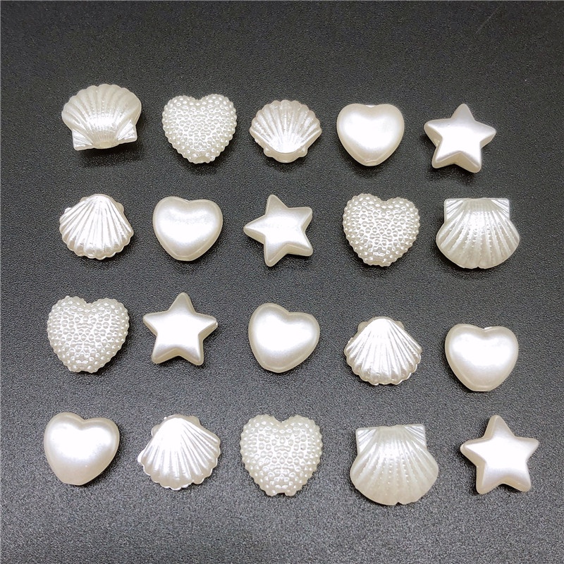 50pcs Acrylic Beads Shell Heart Star Beads Jewelry Making Imitation ...