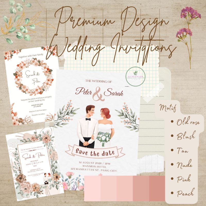 WEDDING INVITATION (MOTIF BLUSH/PEACH/OLDROSE/TAN) PREMIUM DESIGN ...