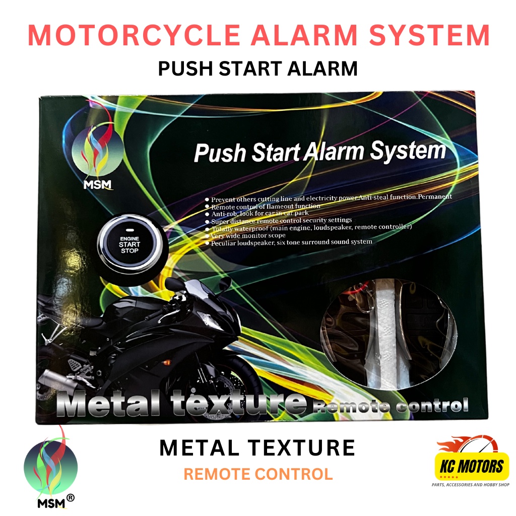 MSM Motorcycle Alarm System Push Start Alarm System with Remote Control Metal Texture COD ...