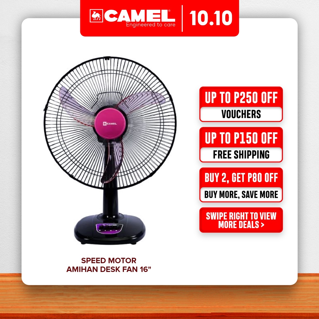 Camel CDF-1216C 3x Speed Motor Amihan Desk Fan 16" AS Banana Blade With ...