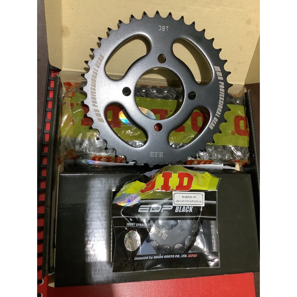 RAIDER 150 REBORN SPROCKET SET WITH 428H CHAIN 38/14 38-15 ORIGINAL ...