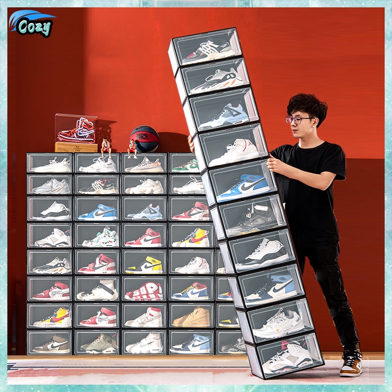 Big Sale Color Large Size Shoe Box Foldable Stockable Drawer Type Case ...