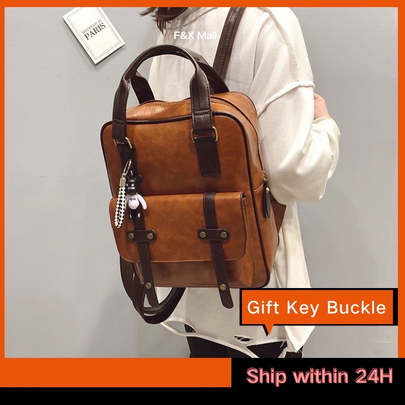 Women Leather Backpack Fashion Lady Student Laptop Backpack High ...