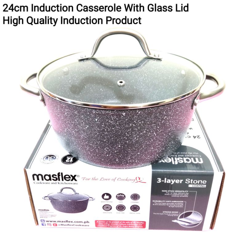 Masflex 24cm Induction Casserole With Glass Lid High Quality Product ...