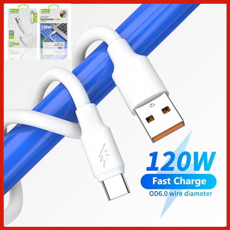 V-power 120W 6A USB Data Cable Fast Charging Cable For micro v8 /type c ...