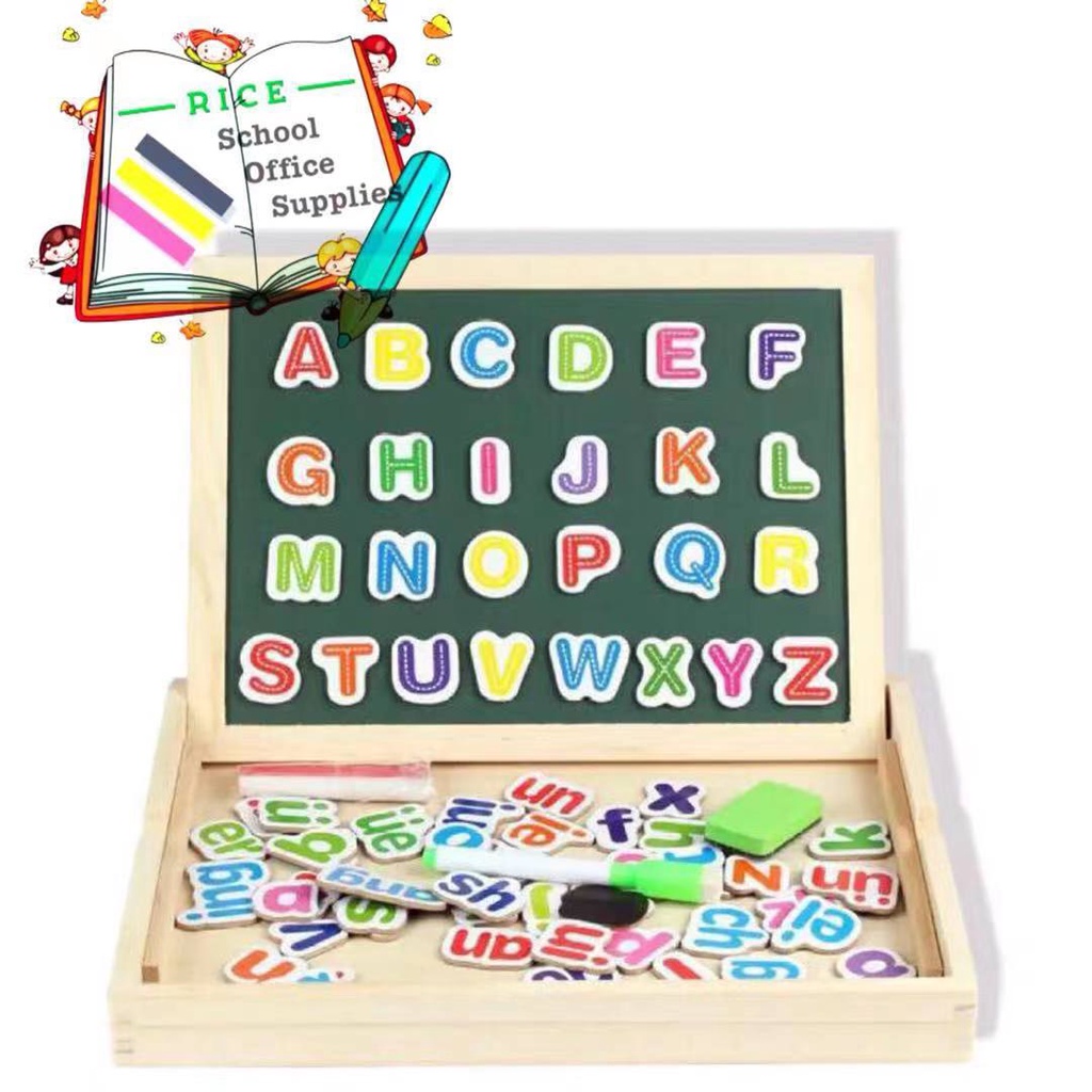Rice Alphabet Letters Number Shape Double Sided Magnetic Board Learning ...