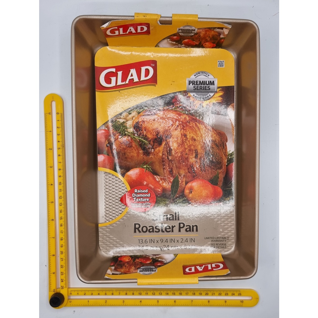 GLAD Roaster Pan Non Stick Surface Double Coated Heavy Duty Bakeware ...