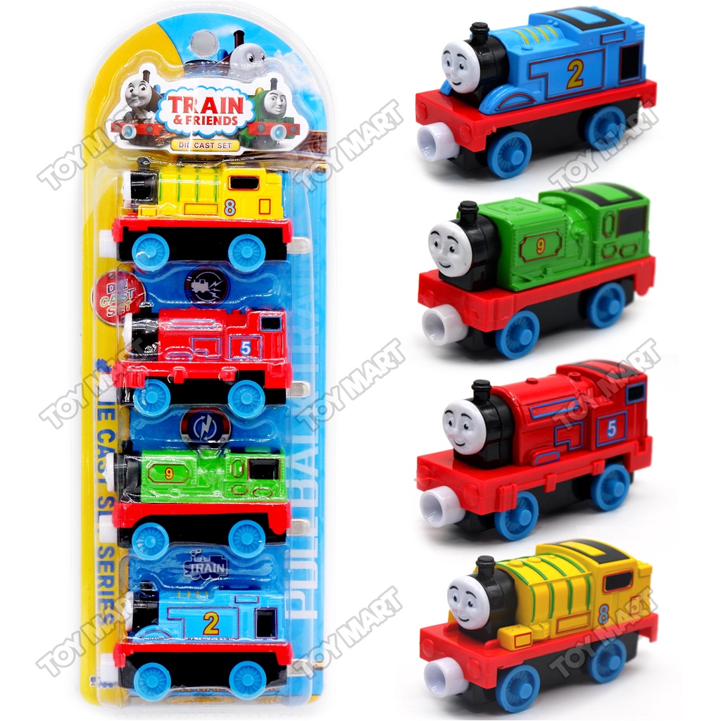 4PCS Thomas Alloy Magnetic Pull Back Trains Die Cast Set Connectable ...