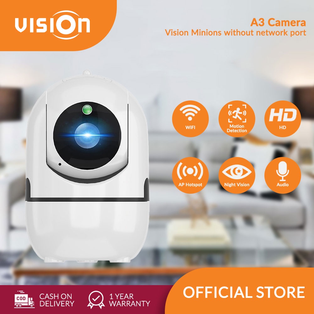 VISION A3 1080P Smart IP CCTV Camera Wifi Connect to Cellphone 1.0MP 2 ...