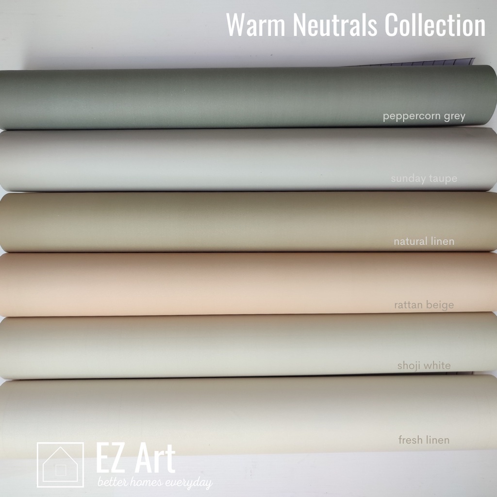 EZ Art Wallpaper Neutral Plain Color Collection PVC Matte Texture Self ...