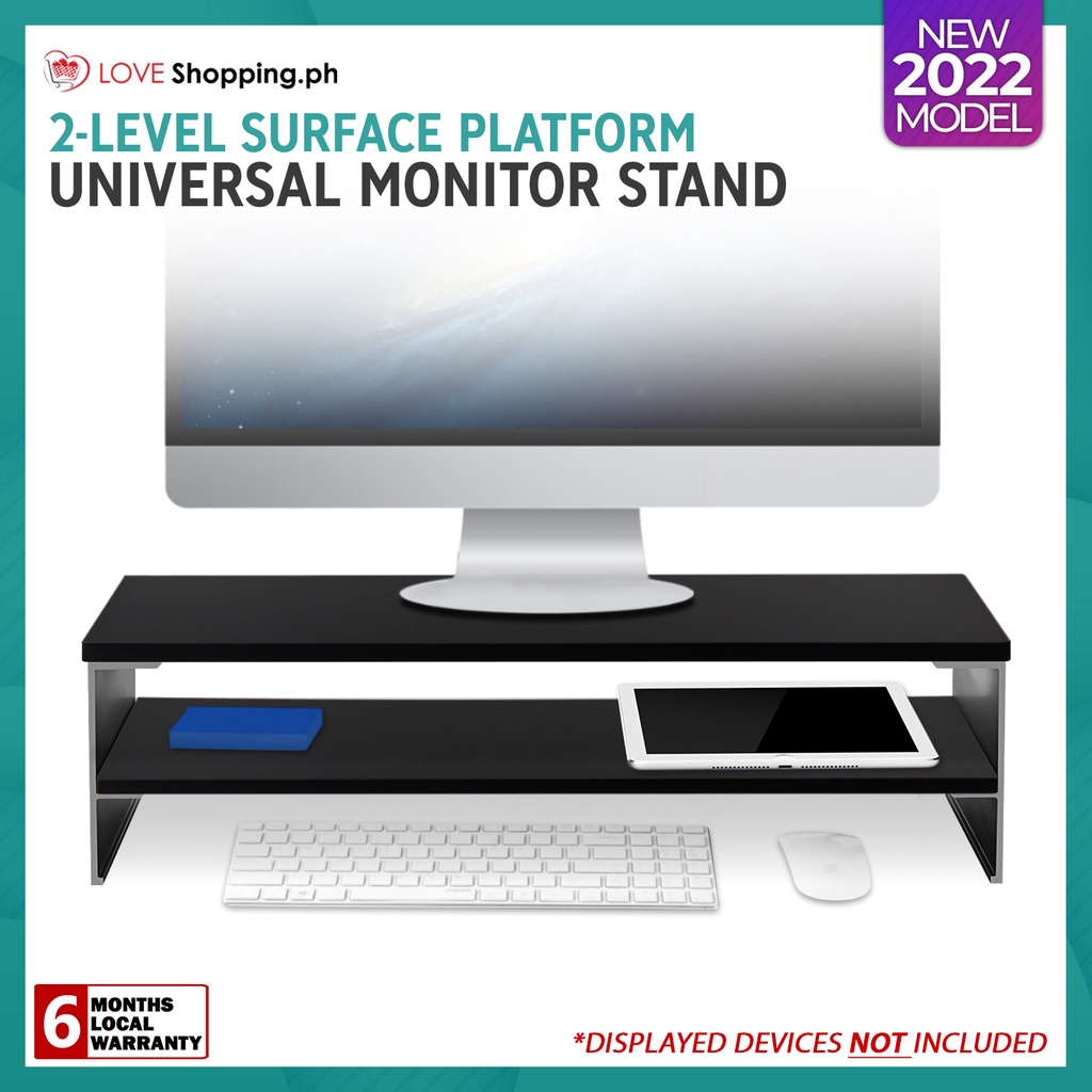 ID20F Universal Aluminum and Wood 2-Level Desktop Monitor Stand Laptop ...