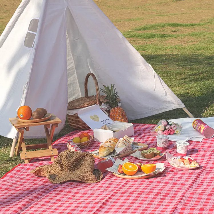 Checkered Fabric Cloth Foldable Camping Picnic Mat Travel Carpet ...