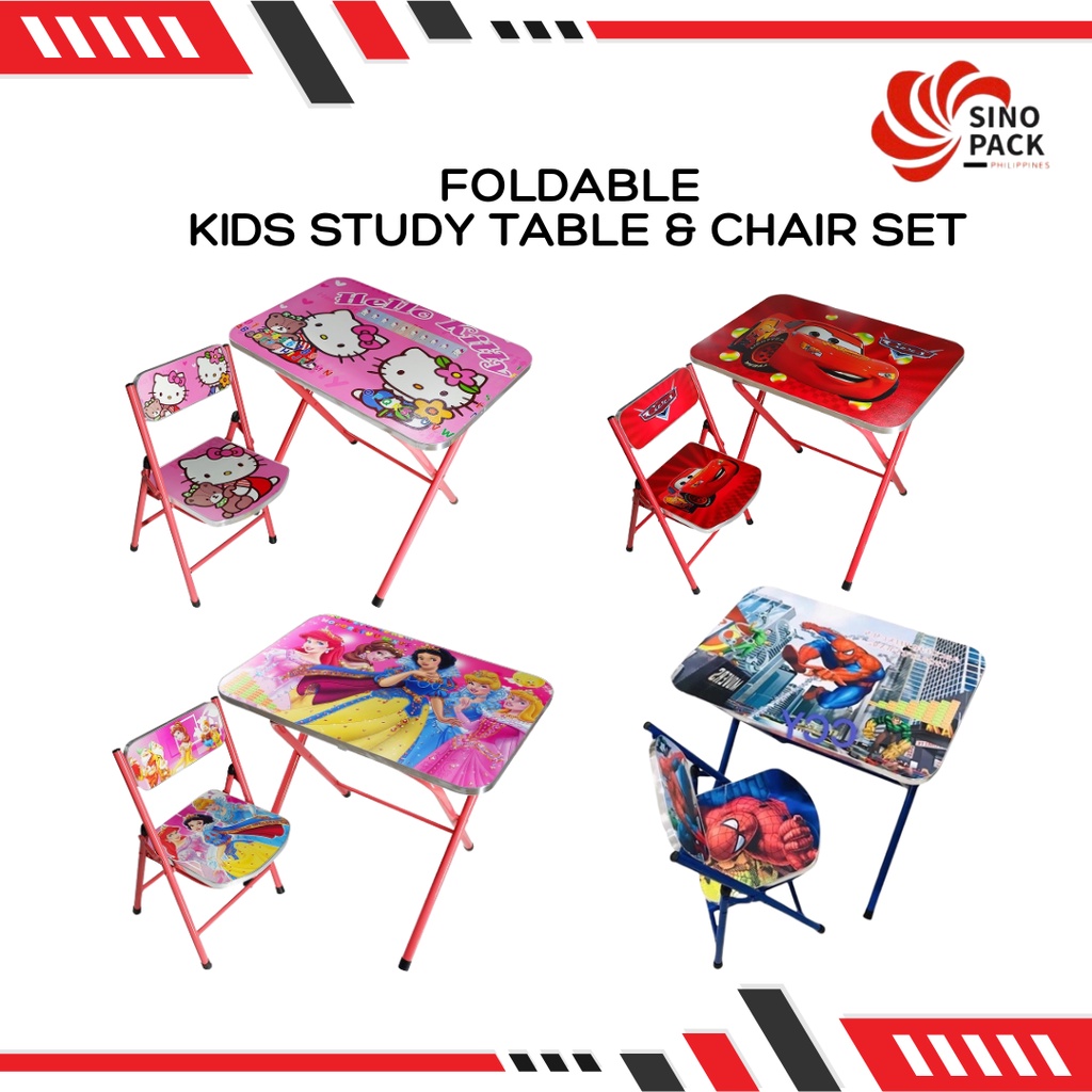 Kids Foldable Character Study Table Writing Table Study Desk Chair ...