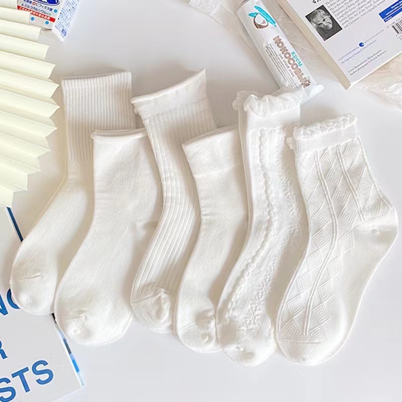 New Cute Jk Socks Deodorant Women's Mid-Tube Socks White Sock For Women ...