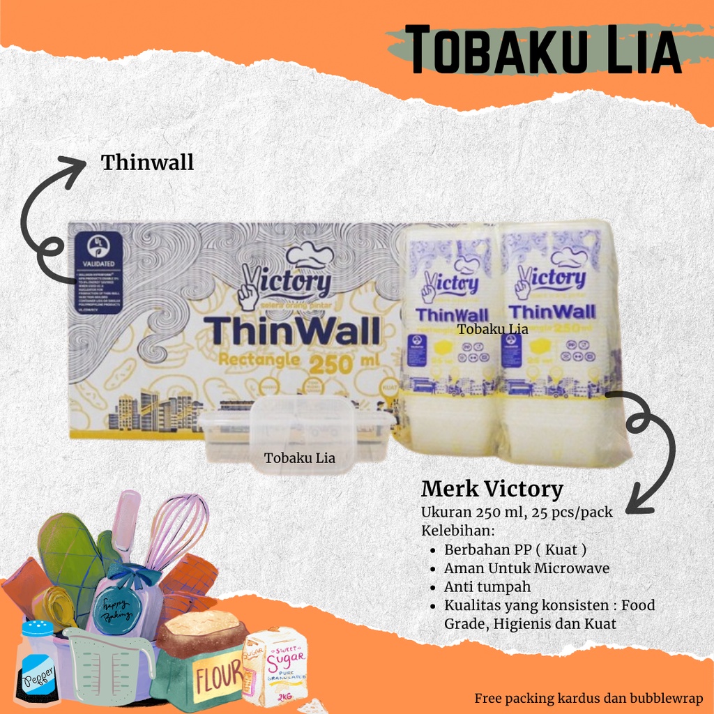 Thinwall VICTORY RECTANGLE 250ML Plastic Eat Box THIN WALL Contents ...