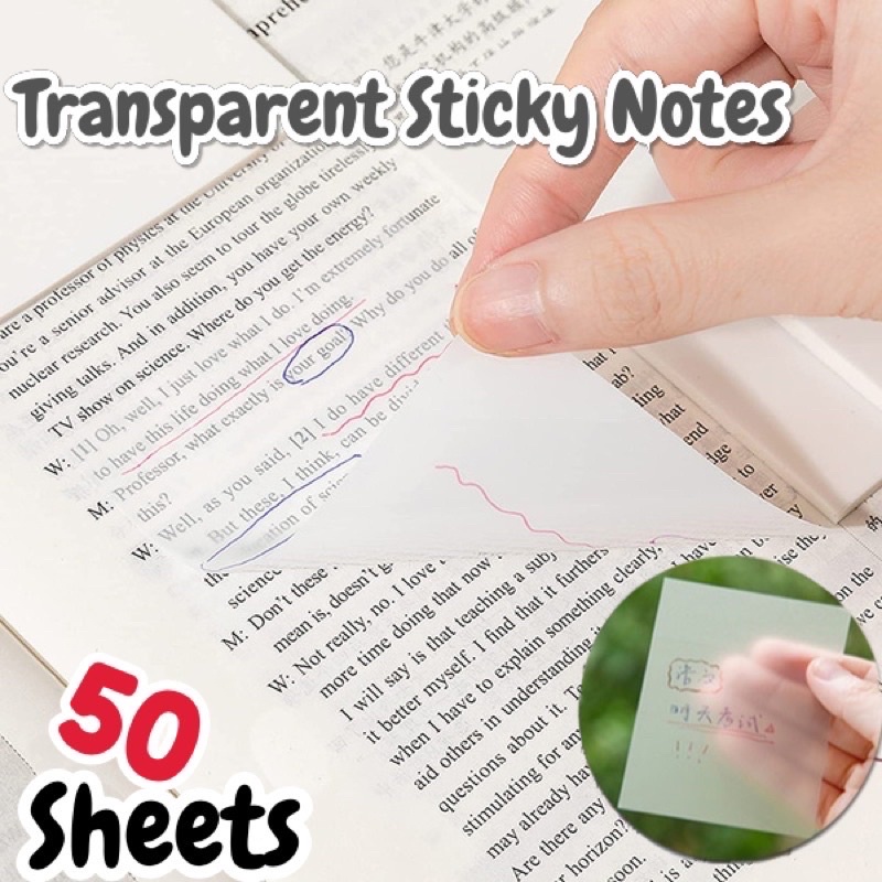 50Sheets Transparent Sticky Notes Set waterproof Sticky Memo Weekly ...