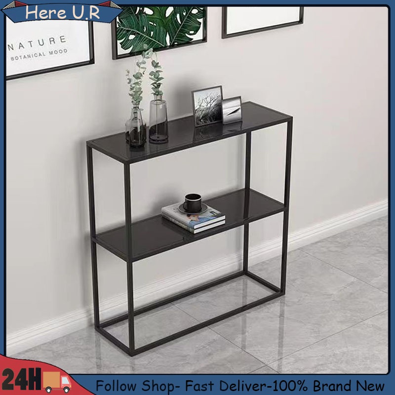 Nordic Console Table Porch Shelf Metal Display Table 2 Layer Sofa Entry ...