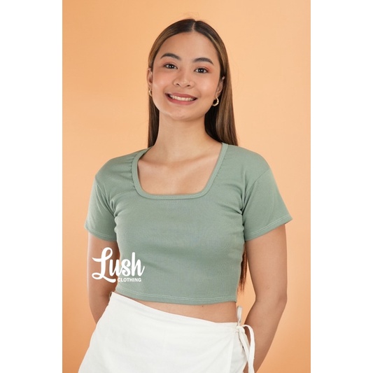 LUSH CLOTHING Lira Cotton Knitted Square neck Cropped Top | Shopee ...