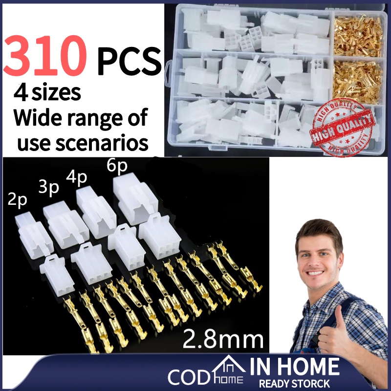 Automobile 2.8mm Wire Connector 310PCS 5 SIZE 2P-6p Male and Female ...