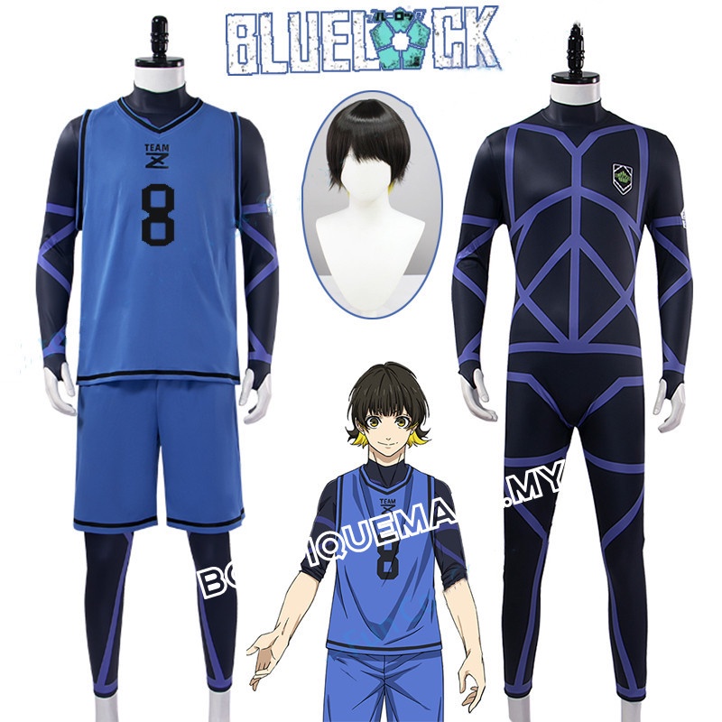 Anime Blue Lock Football Jersey Meguru Bachira Cosplay Costume Wig Team Z Sportswear Set No8