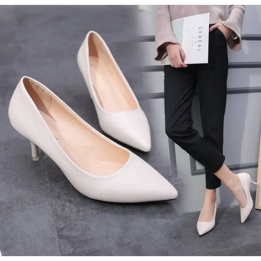 Korean Women wedding/Office Work Heels Shoes Low Heel black shoes ...