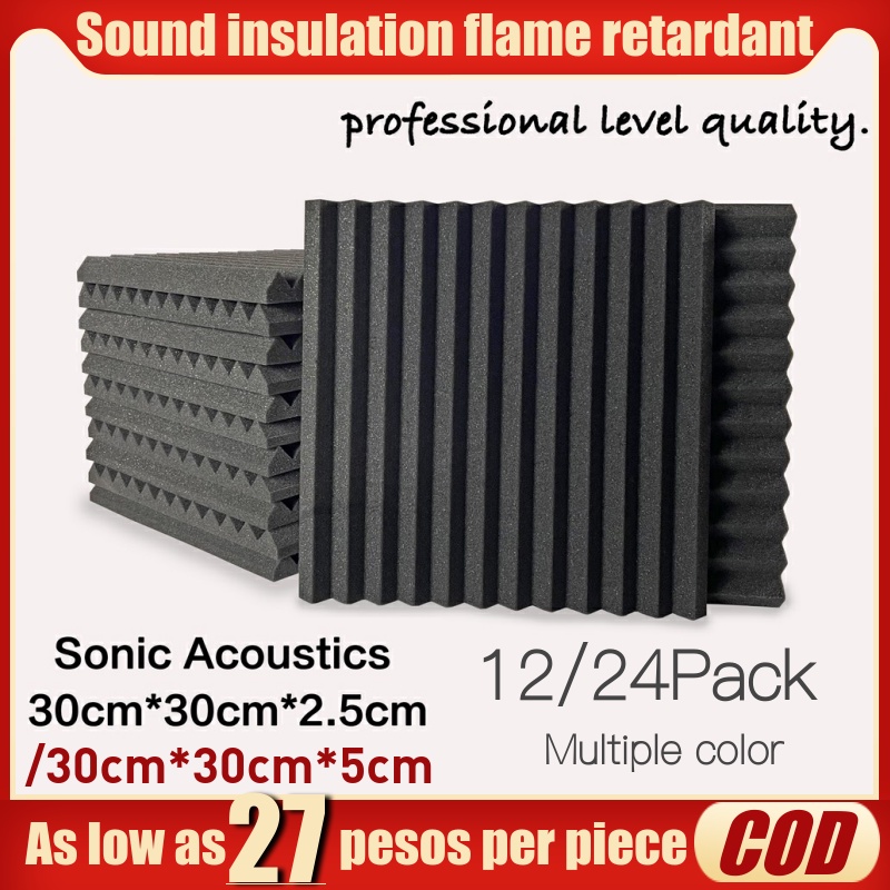 12Pcs DIY Soundproofing Silencer Studio Acoustic Foam Panel Sound ...