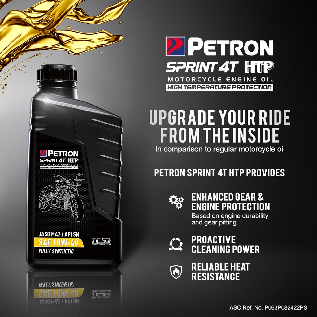 PETRON SPRINT 4T HTP FULLY SYNTHETIC MOTORCYCLE OIL SAE 10W-40 (1 Liter ...