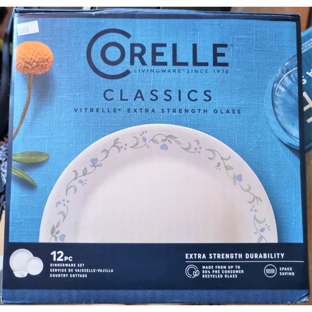 CORELLE COUNTRY COTTAGE 12-PIECE DINNERWARE SET (New Packaging ...