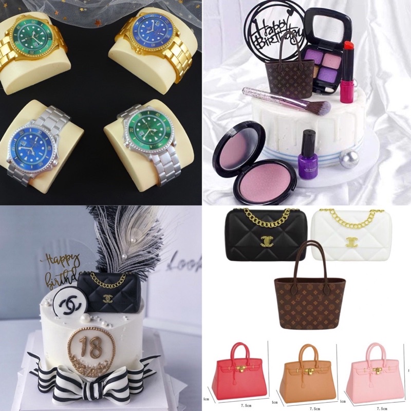 Luxury Bag Cake Topper Designer Bag watch Cake Topper LV chanel rolex ...