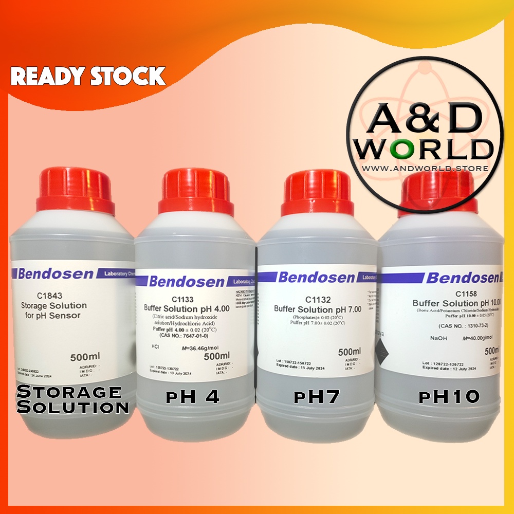 Storage and Buffer Solution pH 4, pH 7, pH 10 Bendosen 500mL | Shopee Philippines