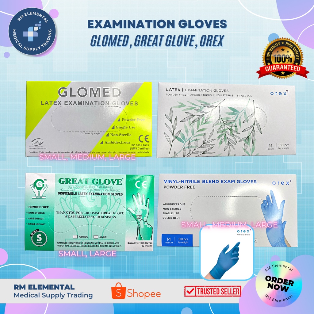 Disposable Examination Gloves Latex , Vinyl Nitrile GLOMED, GREAT GLOVE ...