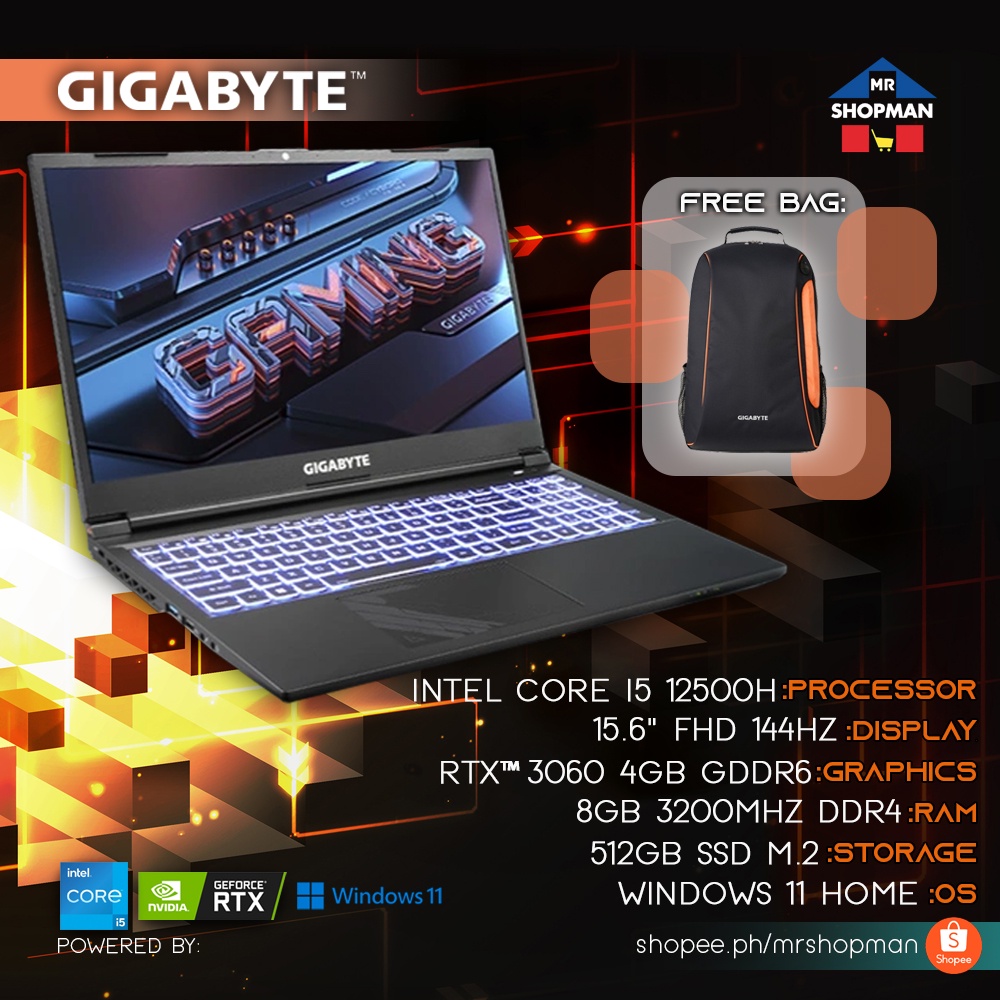 Gigabyte G5 KE 52PH263SH Intel Core i5 12500H | RTX 3060 | 15.6" 144Hz ...