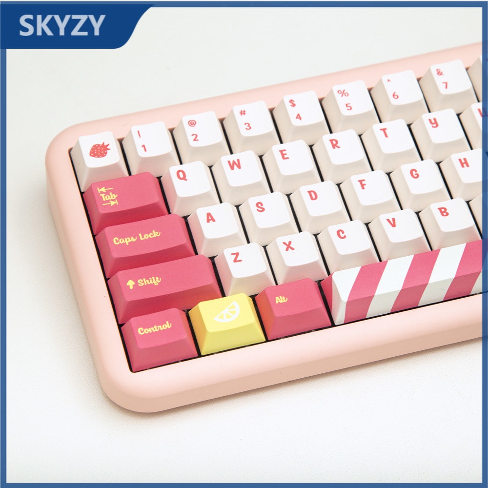 Strawberry Keycaps Cherry Profile Girly Pink PBT Dye Sub Mechanical ...
