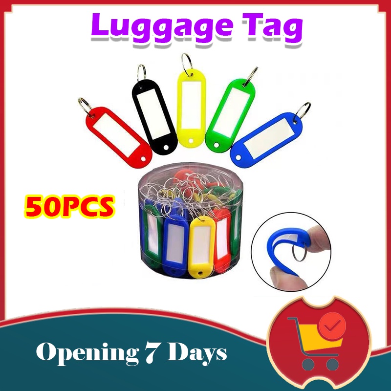 50 Pcs Key Fobs ID Tags Labels Key Rings Name Tags With Split Ring For ...